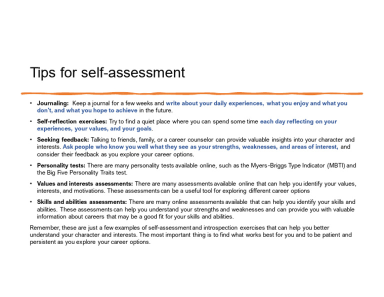 Self-Assessment Guide for Career Exploration | PDF