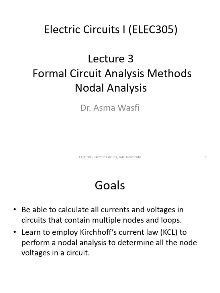 Lecture 3 - Formal Circuit Analysis Methods - Nodal Analysis | PDF | Network Analysis ...
