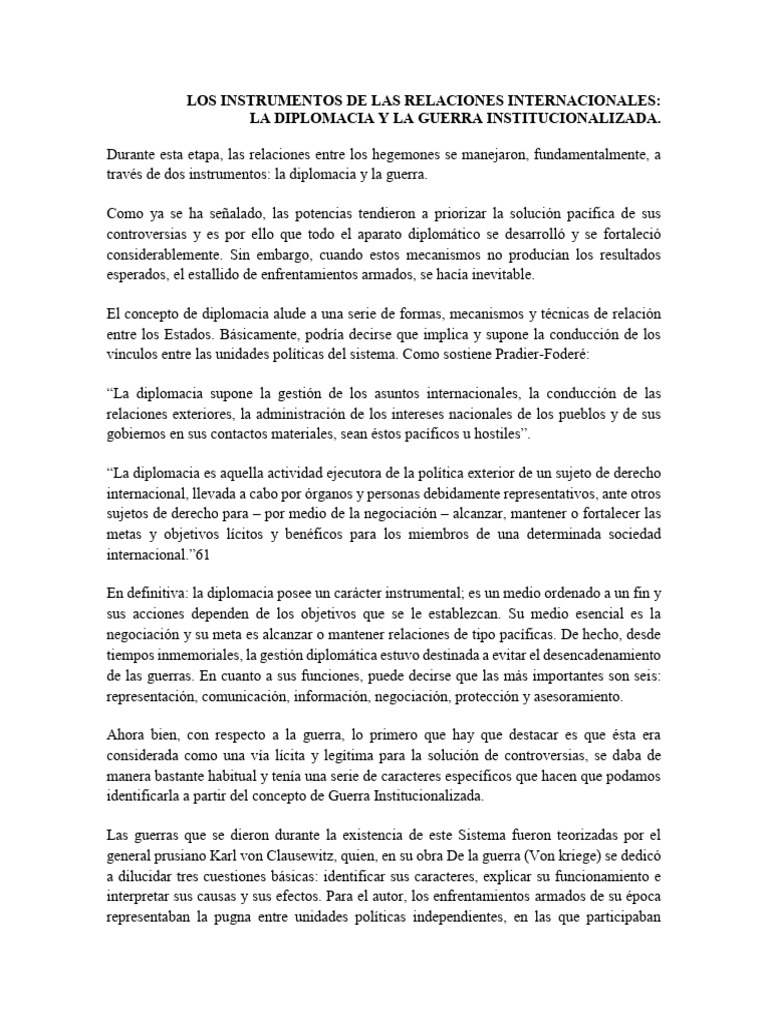 Diplomacia y Guerra en Relaciones Internacionales | PDF | Diplomacia ...