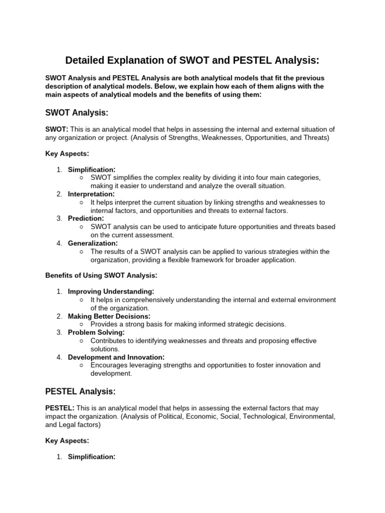 Detailed Explanation of SWOT and PESTEL Analysis | PDF | Swot Analysis ...