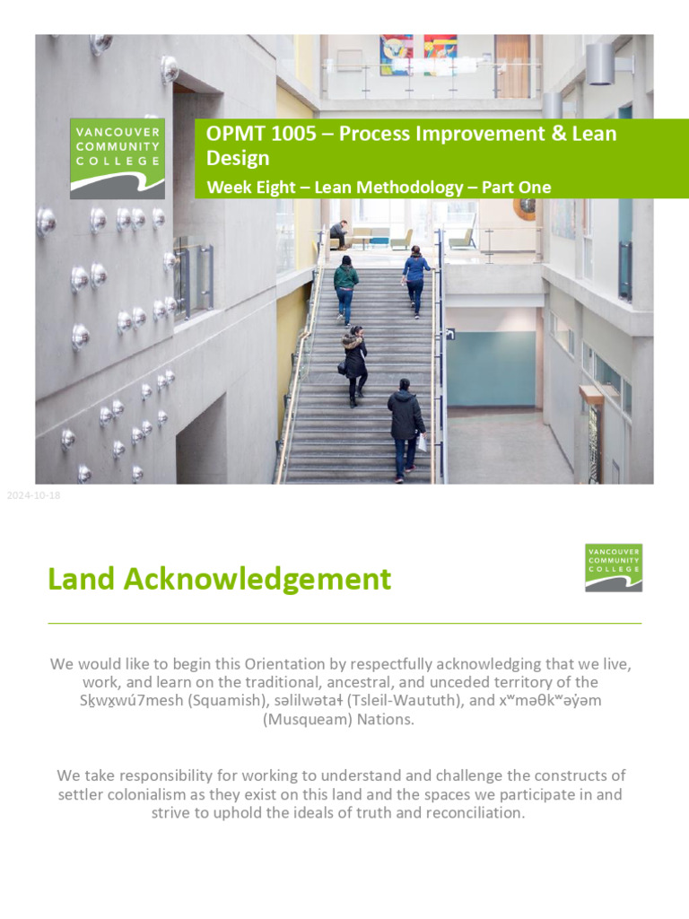 OPMT 1005 - Week Eight - Lean Methodology - Part One | PDF | Lean Manufacturing | Production And ...