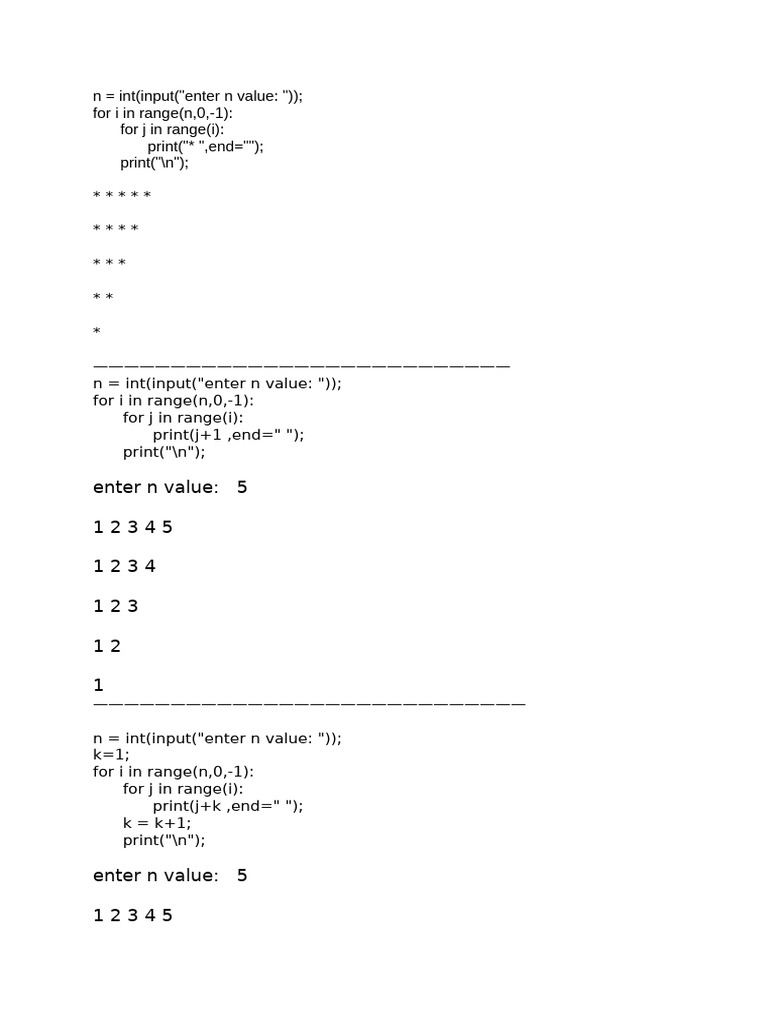Python Nested Loops Patterns | PDF