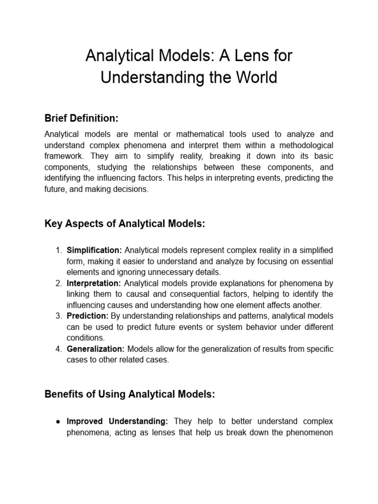 Analytical Models - A Lens For Understanding The World | PDF ...