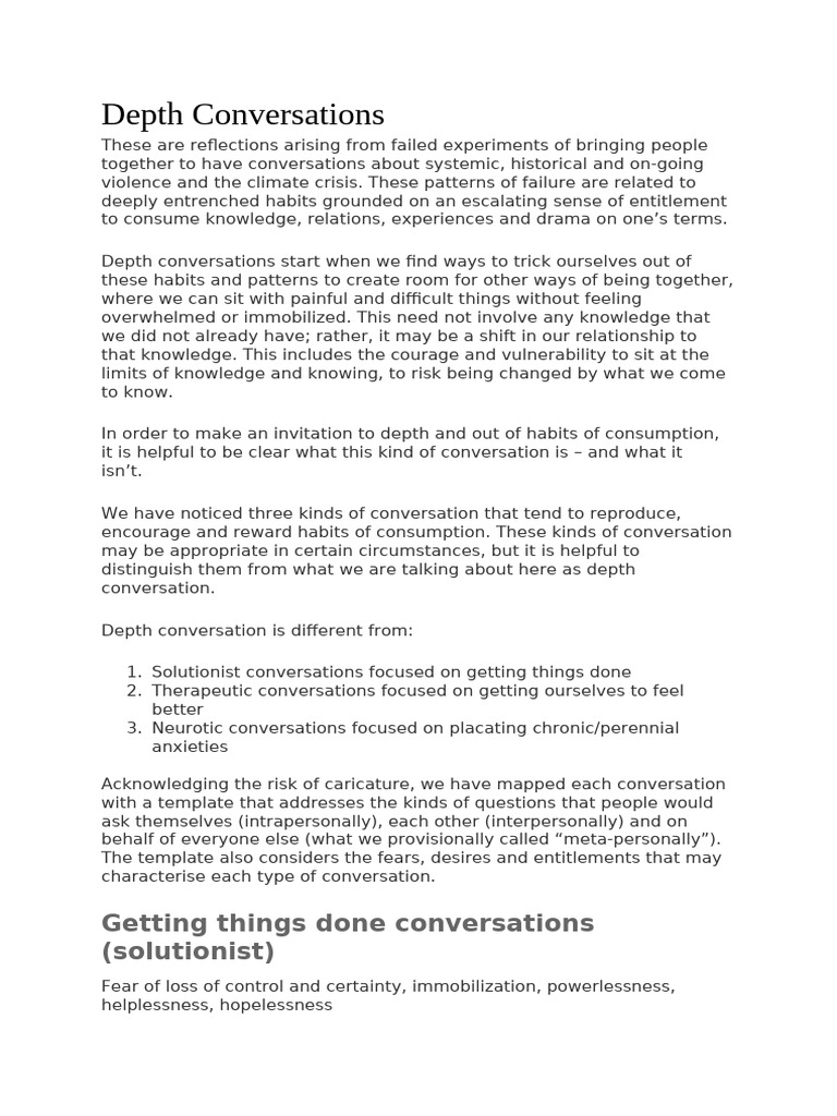 Depth Conversations, Circular, Radars & The Haruko Accord | PDF | Violence | Knowledge