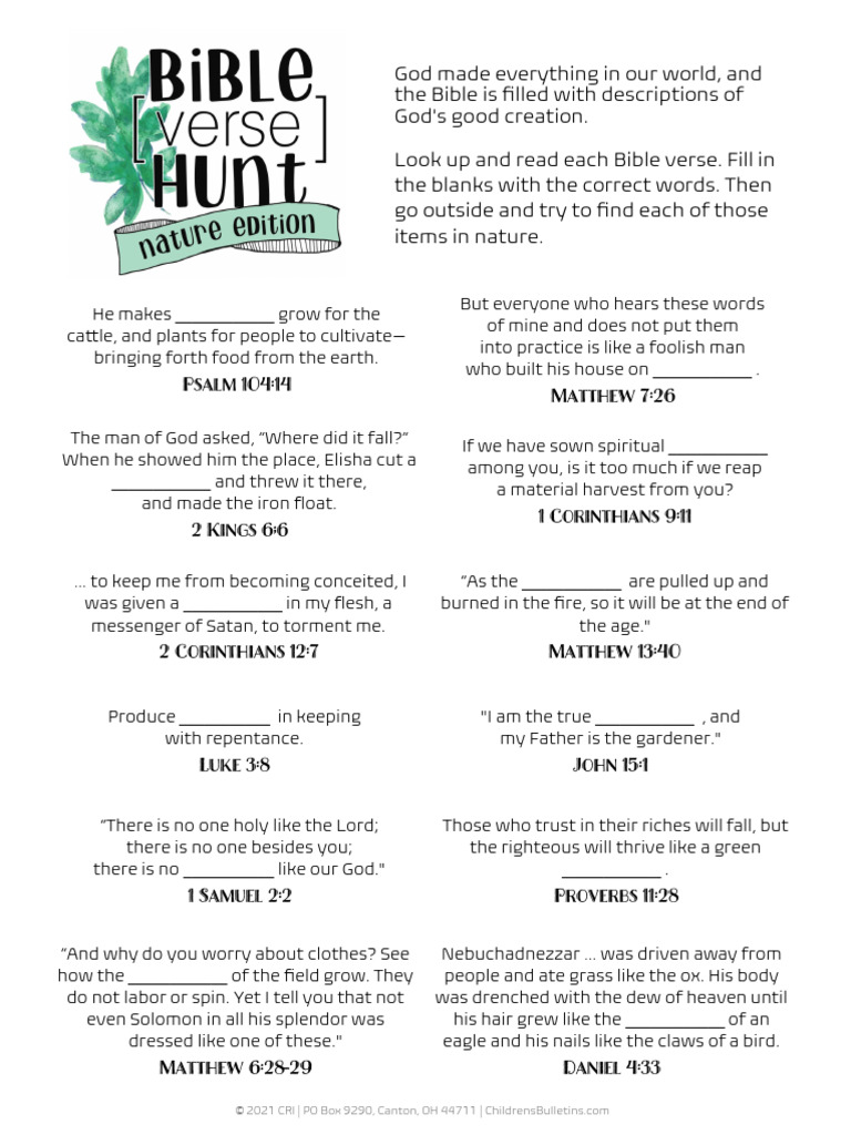 Bible Verse Hunt Game Regular Edition | PDF | Religious Belief And Doctrine