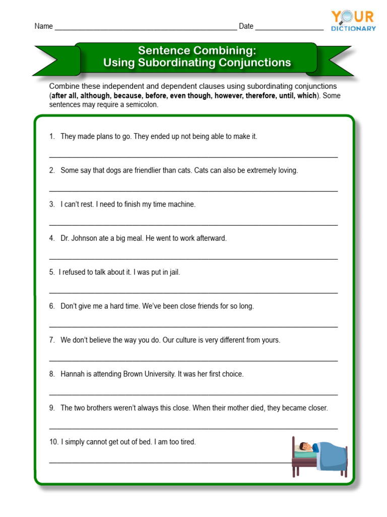 Sentence Combining Using Subordinating Conjunctions | PDF | Linguistic ...