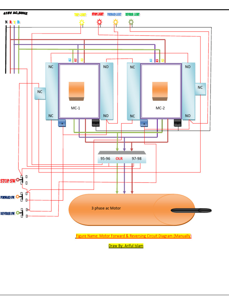 Motor Forward & Reversing Circuit Diagram - Manualy | PDF