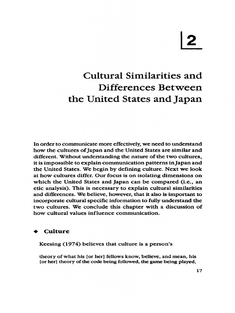 Cultural Similarities and Differences Between The United States | PDF ...