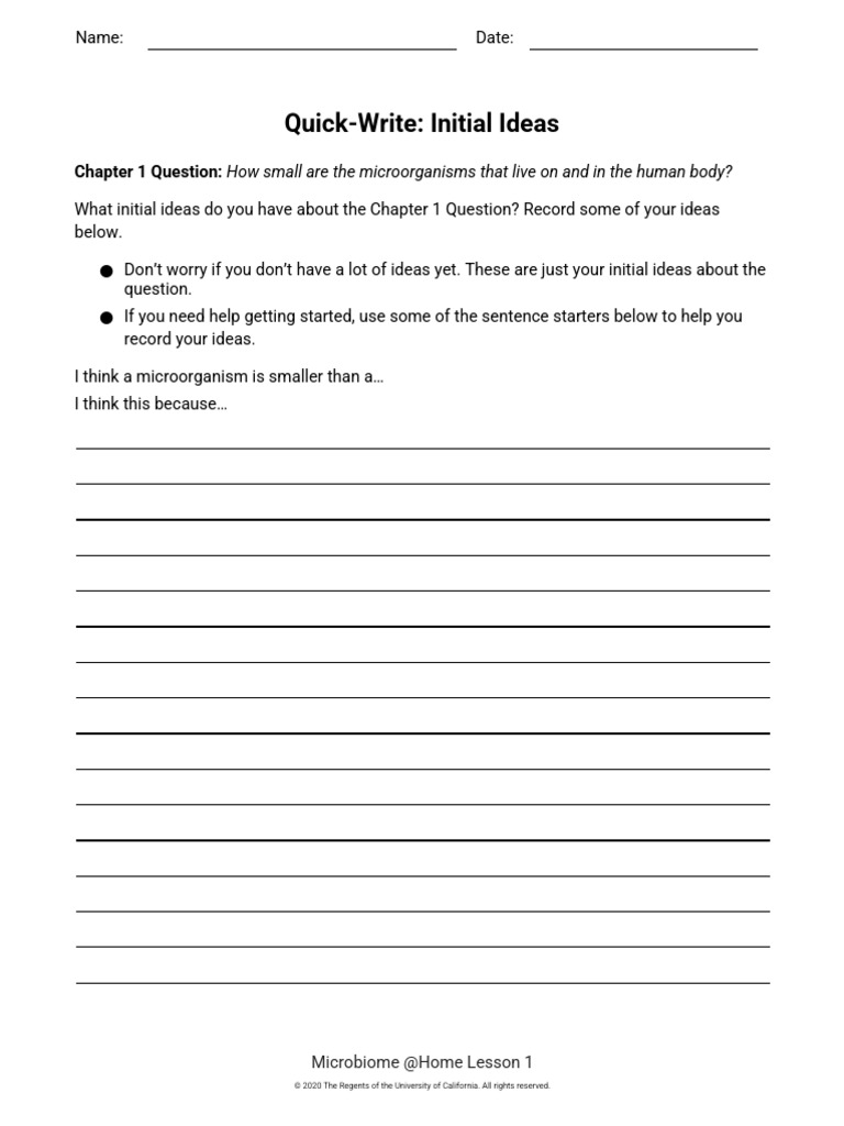 Microbiome @home Student Sheets - Lesson 1 | PDF | Microorganism | Biology