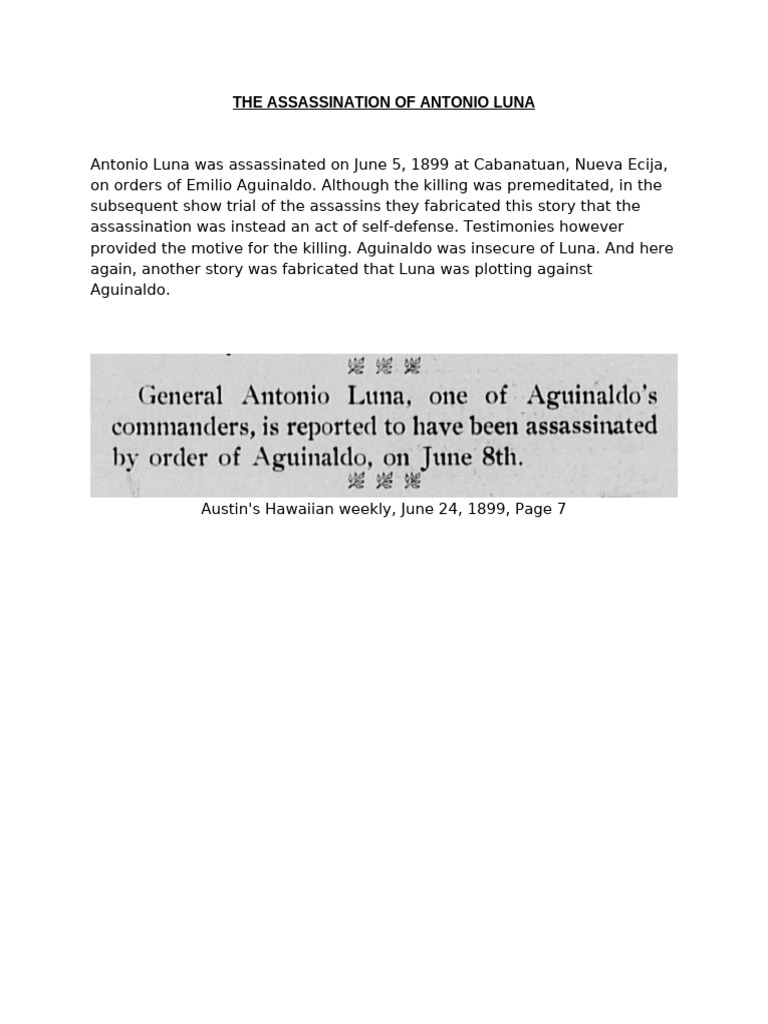 G 3 The Assassination of Antonio Luna | PDF