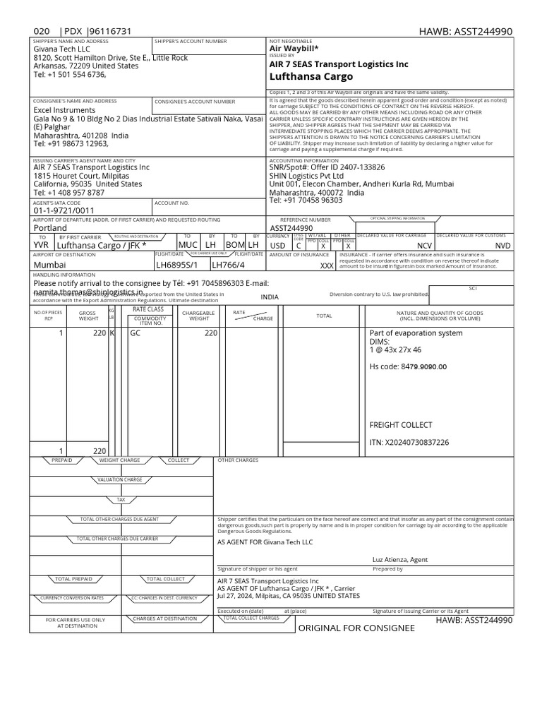 HAWB Copy | PDF | Common Carrier | Private Law
