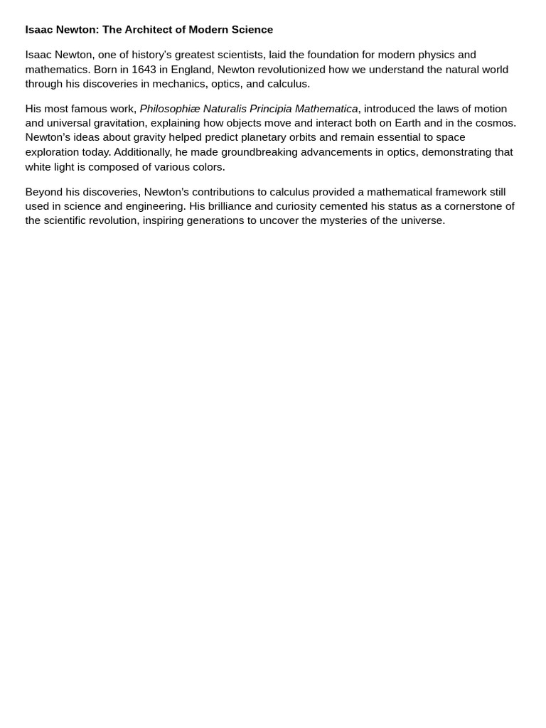 Isaac Newton The Architect of Modern Science | PDF