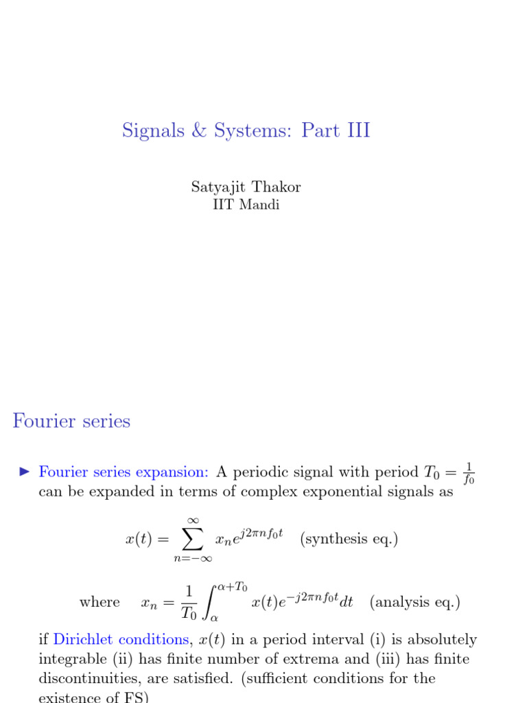 Lecture4-SignalsandSystems3 (3) 2 | PDF | Fourier Series | Mathematical Relations