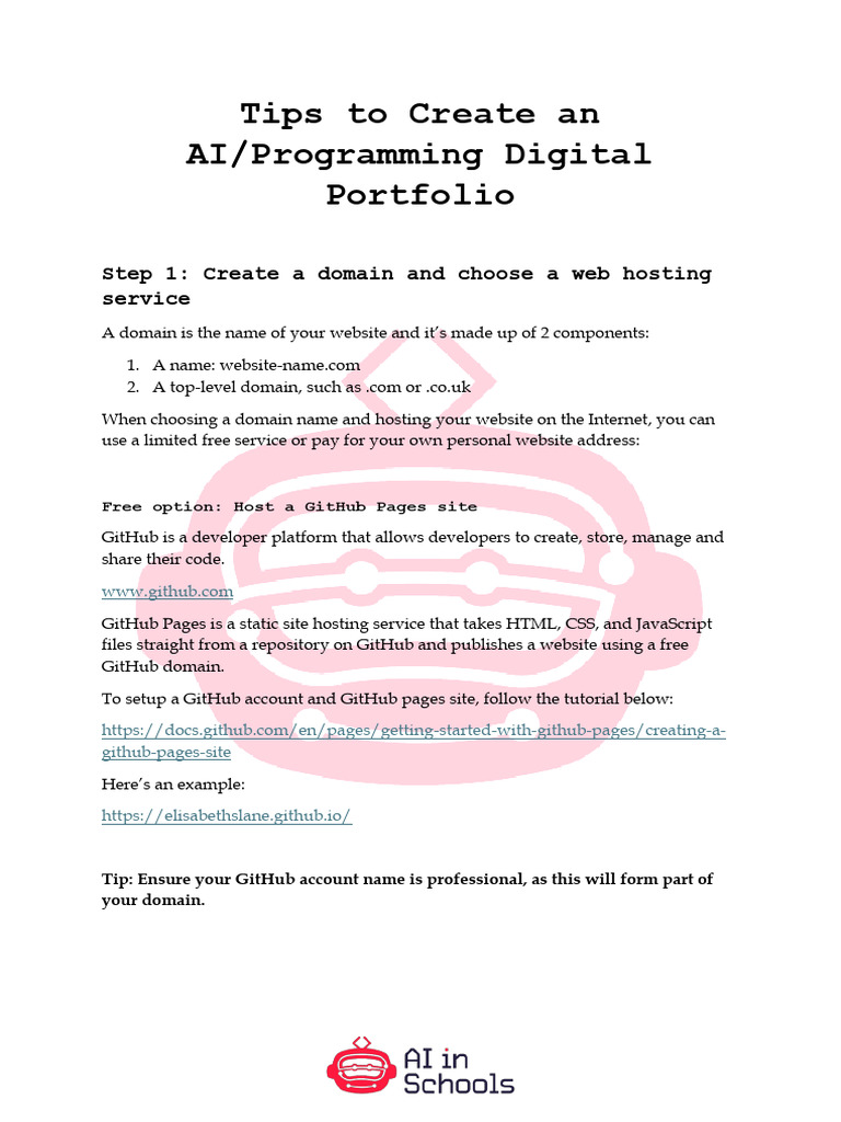 Build Your AI Programming Portfolio | PDF | Websites | World Wide Web