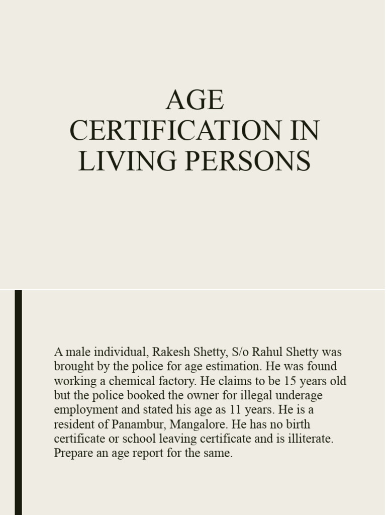 Age Certification in Living Persons & Bundle of Bones Examination PDF ...
