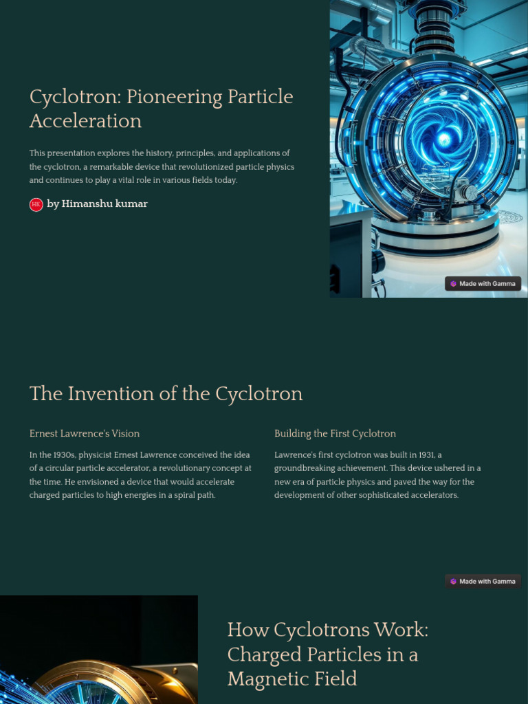 Cyclotron Pioneering Particle Acceleration | PDF | Radiation | Particle Accelerator
