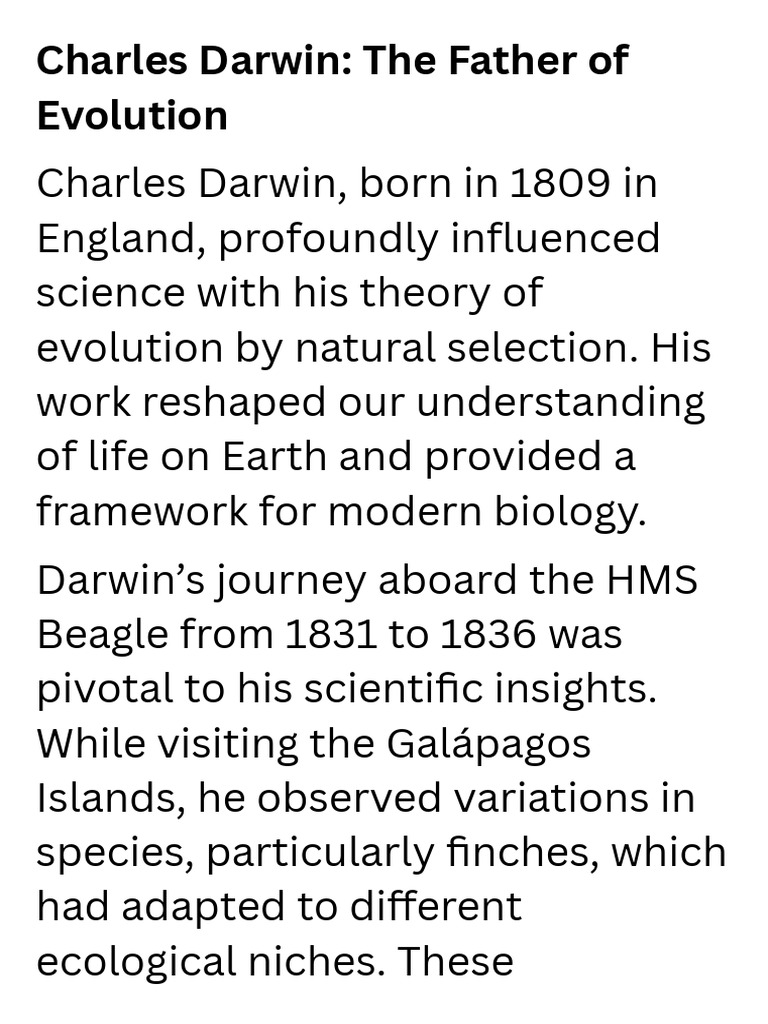 Charles Darwin The Father of Evolution | PDF