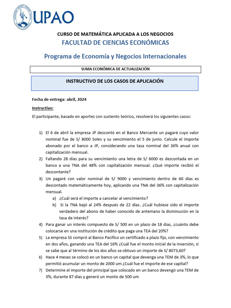s5 Ejercicios++de+Suma+Econ%C3%B3mica+de+Actualizar | PDF | Interés ...