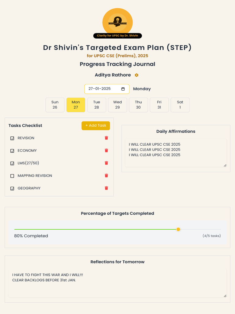 STEP Progress Report - 2025-01-27 | PDF