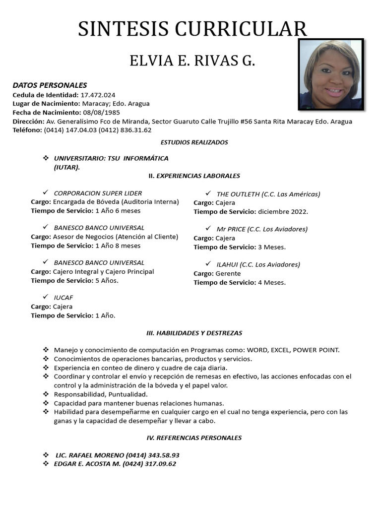 Currículum de Elvia E. Rivas G. | PDF