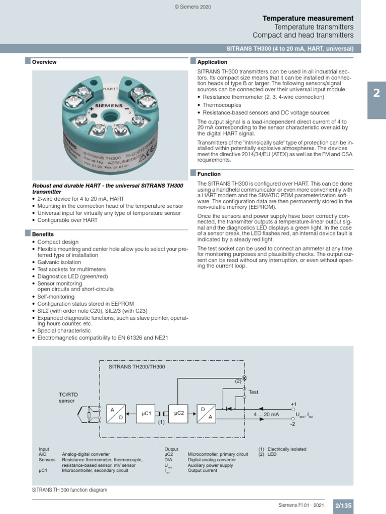 7 8datasheet SIEMENS SITRANS TH300 Temperature Transmitter | PDF | Electricity | Computer ...