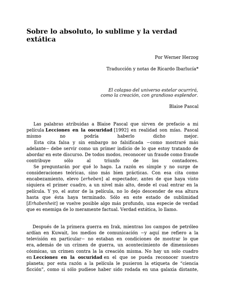 Lo Absoluto y la Verdad Extática en Herzog | PDF | Verdad | Immanuel Kant