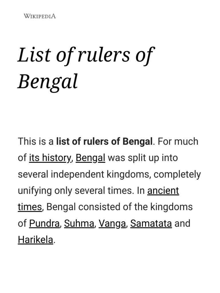 Rulers of Bengal: A Historical Overview | PDF | Bengal