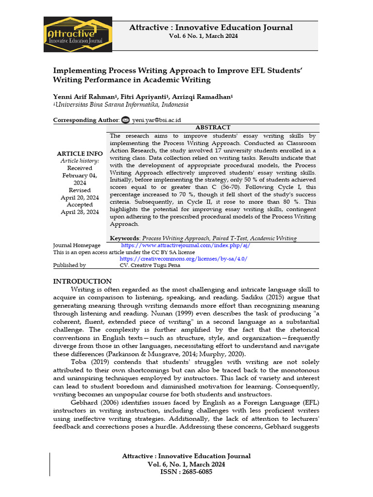 Implementing+Process+Writing+Approach+to+Improve+EFL+Students’+Writing ...