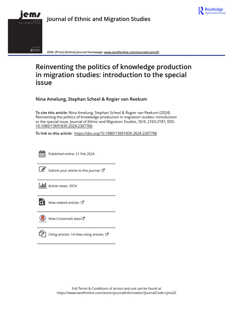 Reinventing The Politics of Knowledge Production in Migration Studies ...