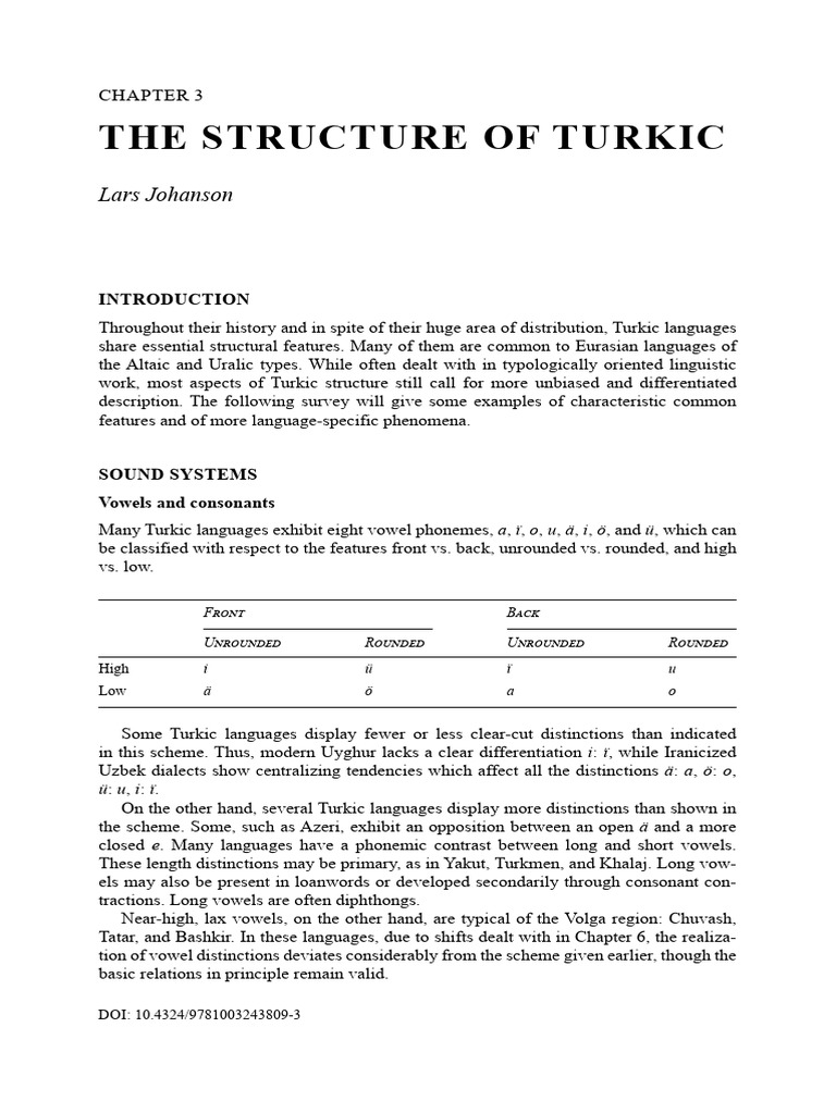 Structure and Sound Systems of Turkic | PDF | Stress (Linguistics ...