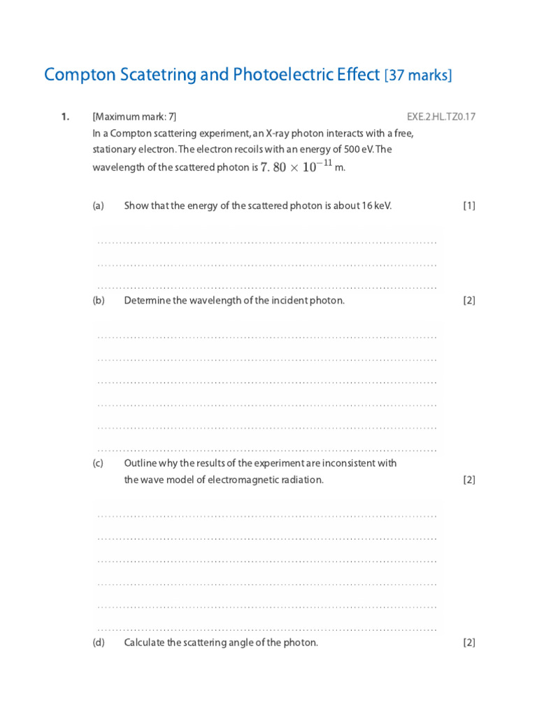 Compton Scatetring and Photoelectric Effect | PDF | Electron | Photon