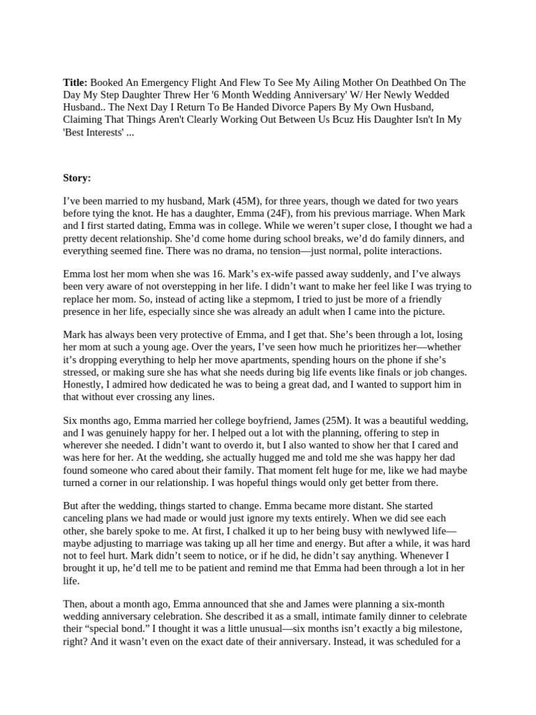 Title - Booked An Emergency Flight and Flew To See My Ailing Mother On Deathbed On The Day My ...