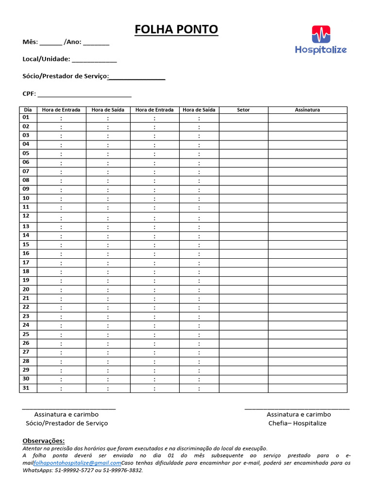 MODELO - Folha Ponto (1) | PDF