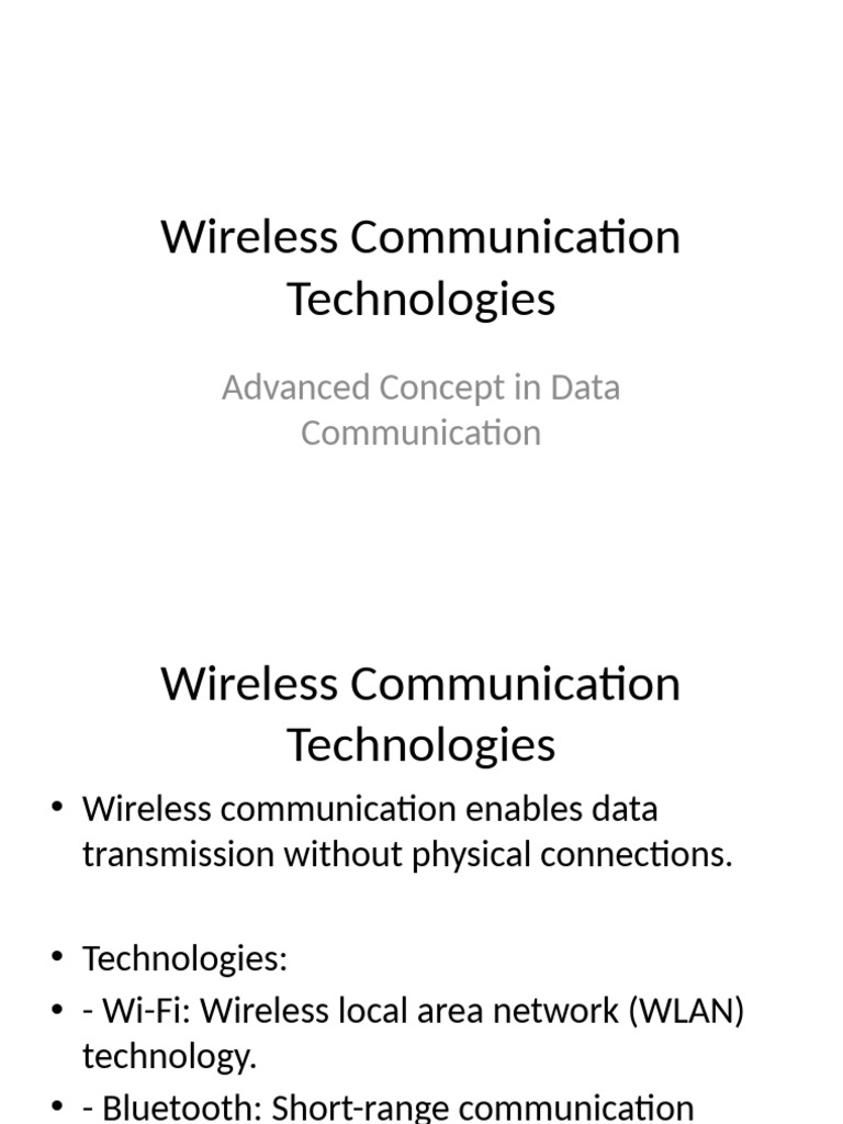 Wireless Communication Technologies | PDF