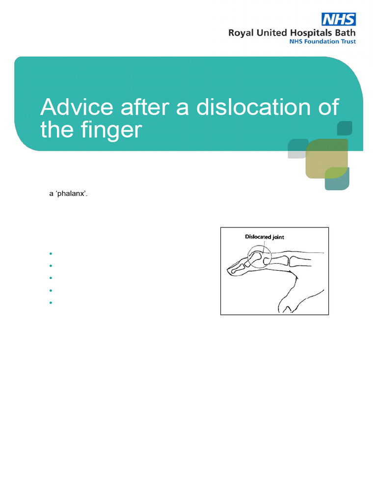 Finger Dislocation Recovery Guide | PDF | Injury | Diseases And Disorders