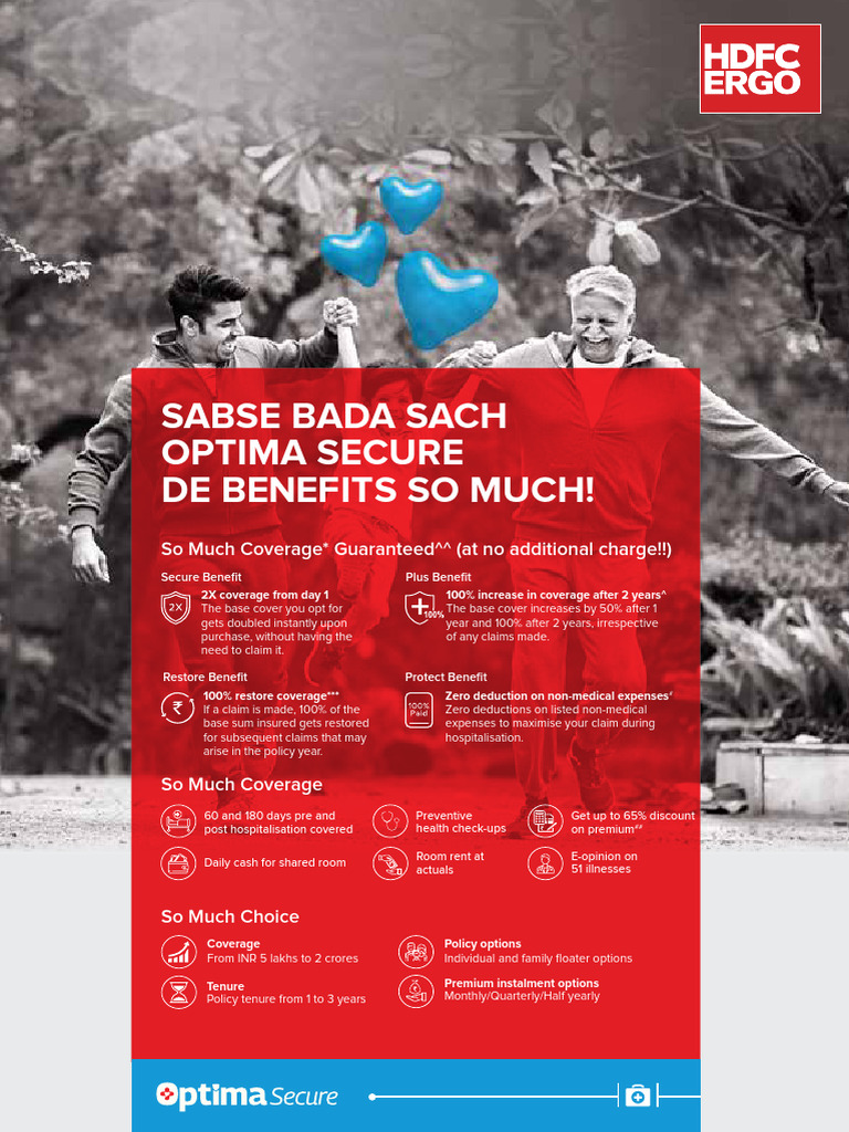 Optima Secure: 4X Coverage Insurance | PDF | Deductible | Insurance