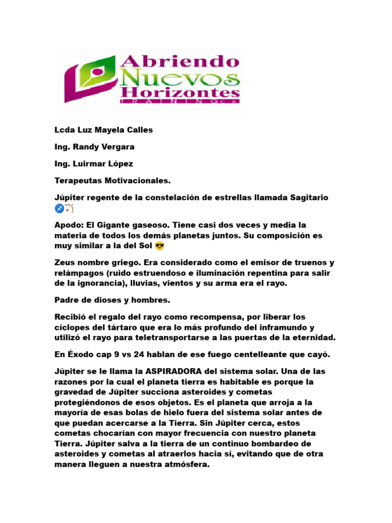 Júpiter: Protector y Regente del Cambio | PDF | Relámpago | Las emociones