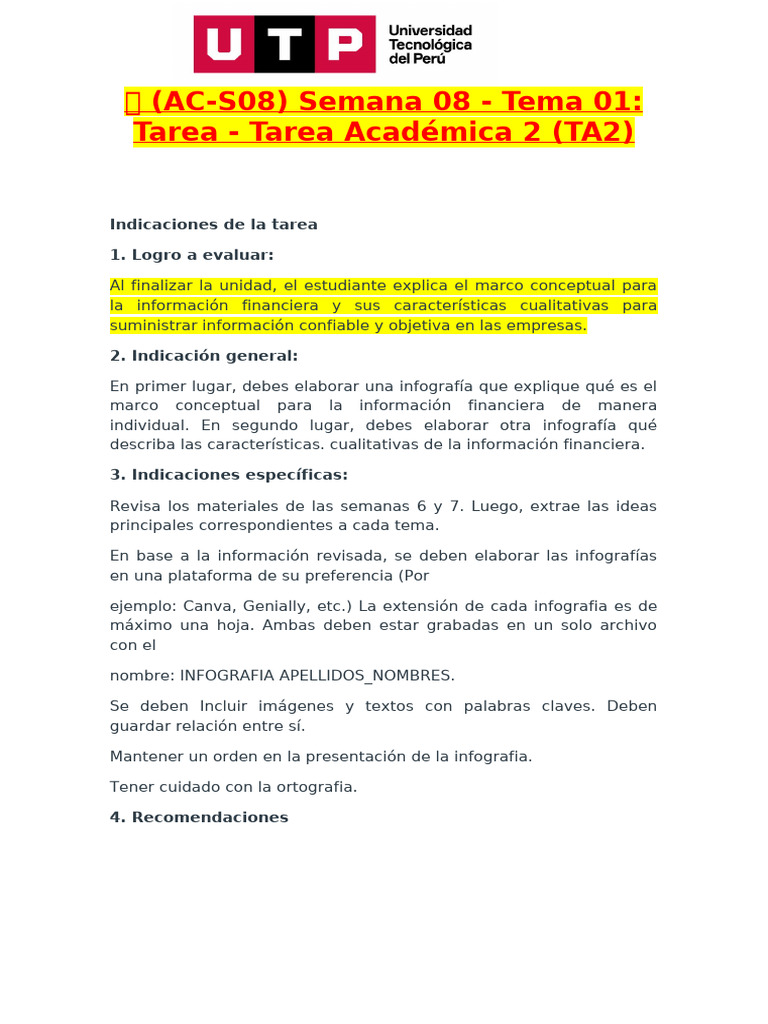 ? (AC-S08) Semana 08 - Tema 01 Tarea - Tarea Académica 2 (TA2) - Introduccion A La Contabilidad ...