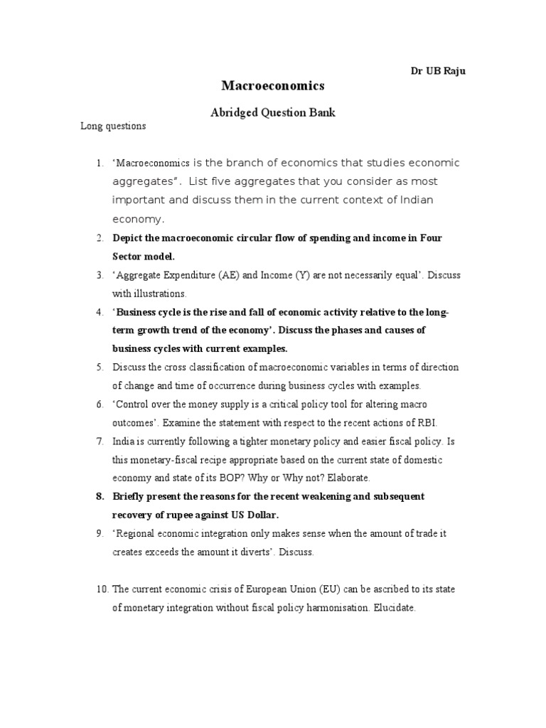 Modified Question Bank-ME | PDF | Business Cycle | Macroeconomics