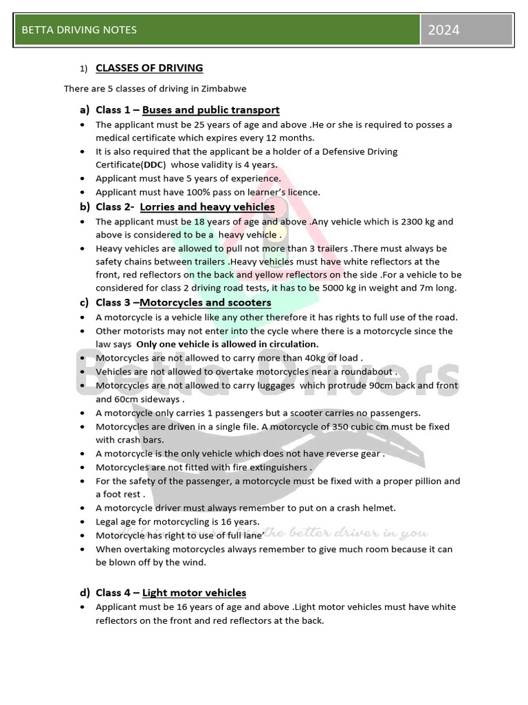 Betta Driving School Notes-1 | PDF | Traffic | Traffic Light