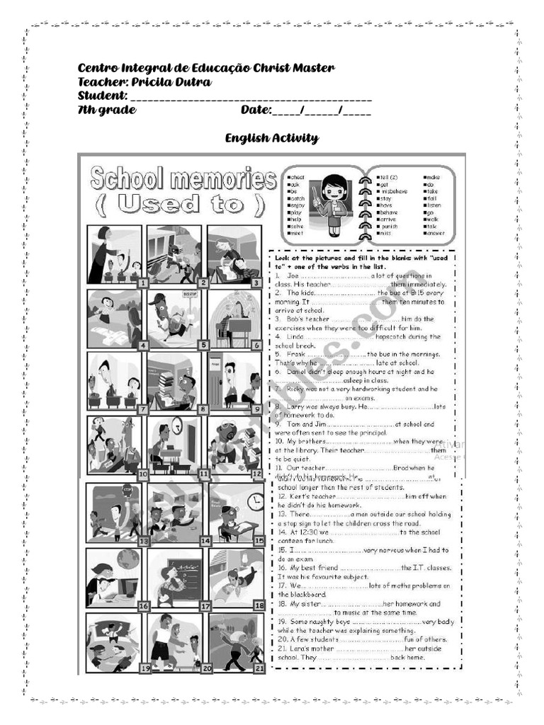 Atividade 7ano USED TO | PDF