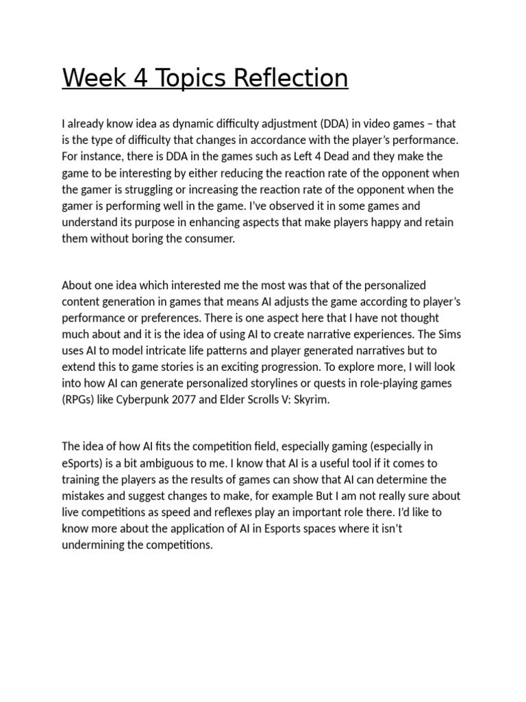 Week 4 Topics Reflection | PDF