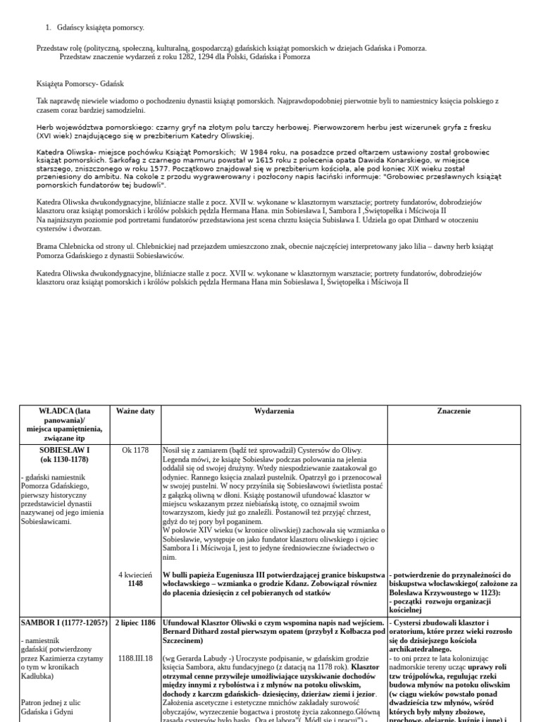 Książęta Pomorscy Historia1 | PDF