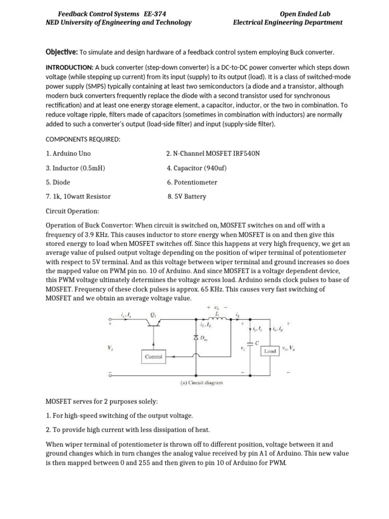 Controlled Buck Convertor Via Feedback Loop - Open Ended Lab | PDF | Computer Engineering ...