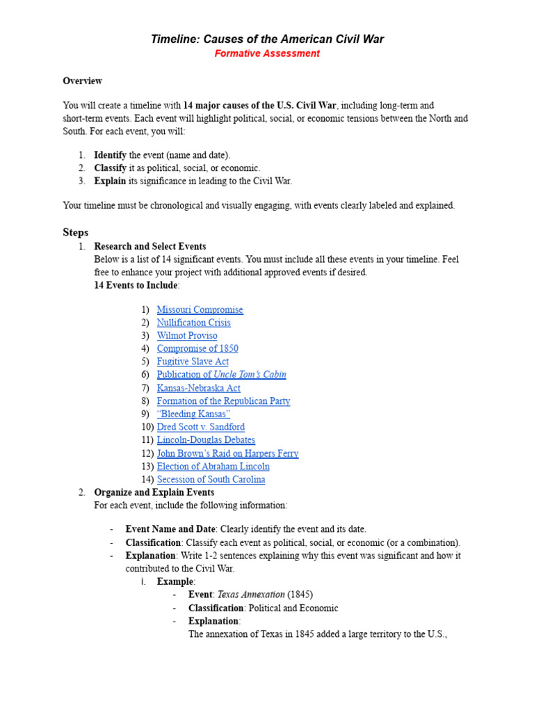 Timeline__Causes_of_the_American_Civil_War_1 | PDF | American Civil War ...