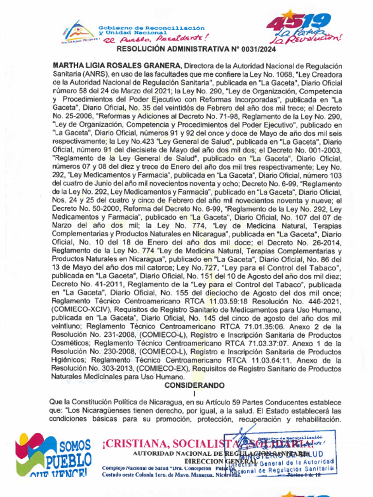 Resolución 0031-2024 Actualización de La Resolcuión Administrativa No ...