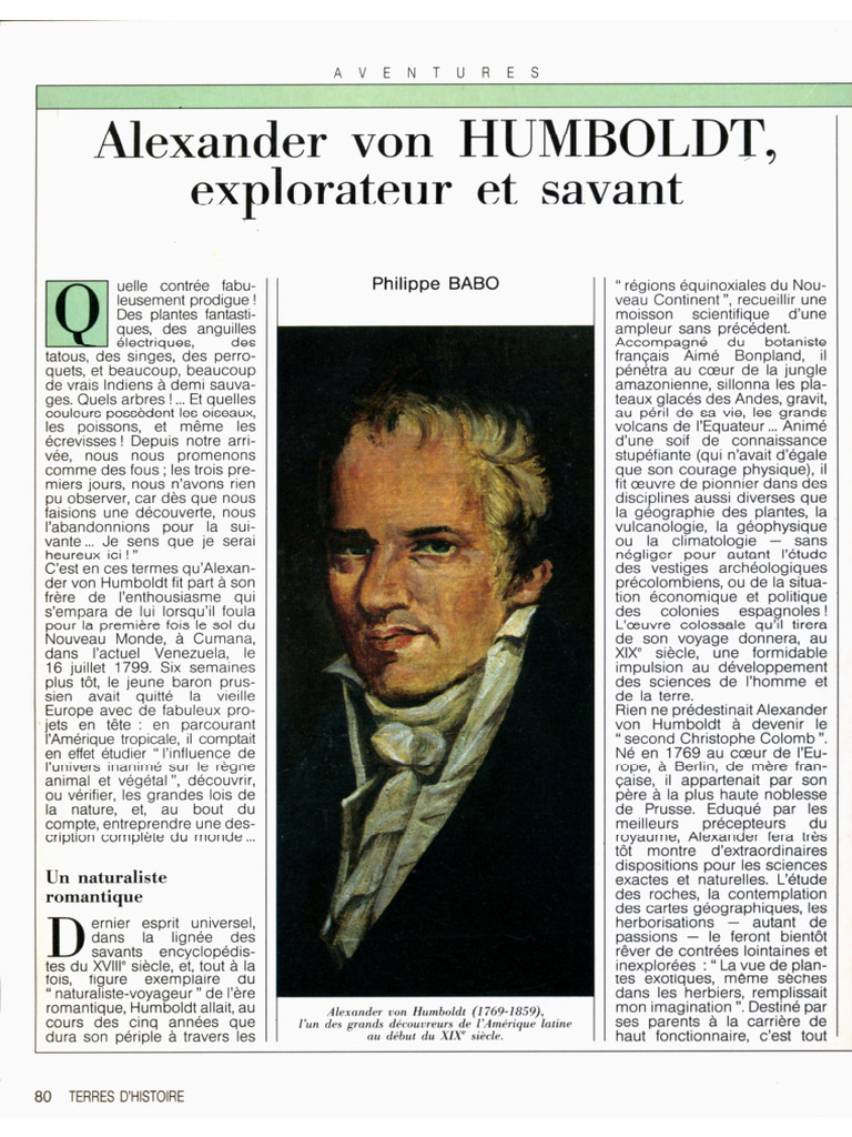 1769-1859 - L'Explorateur Alexander Von Humboldt | PDF