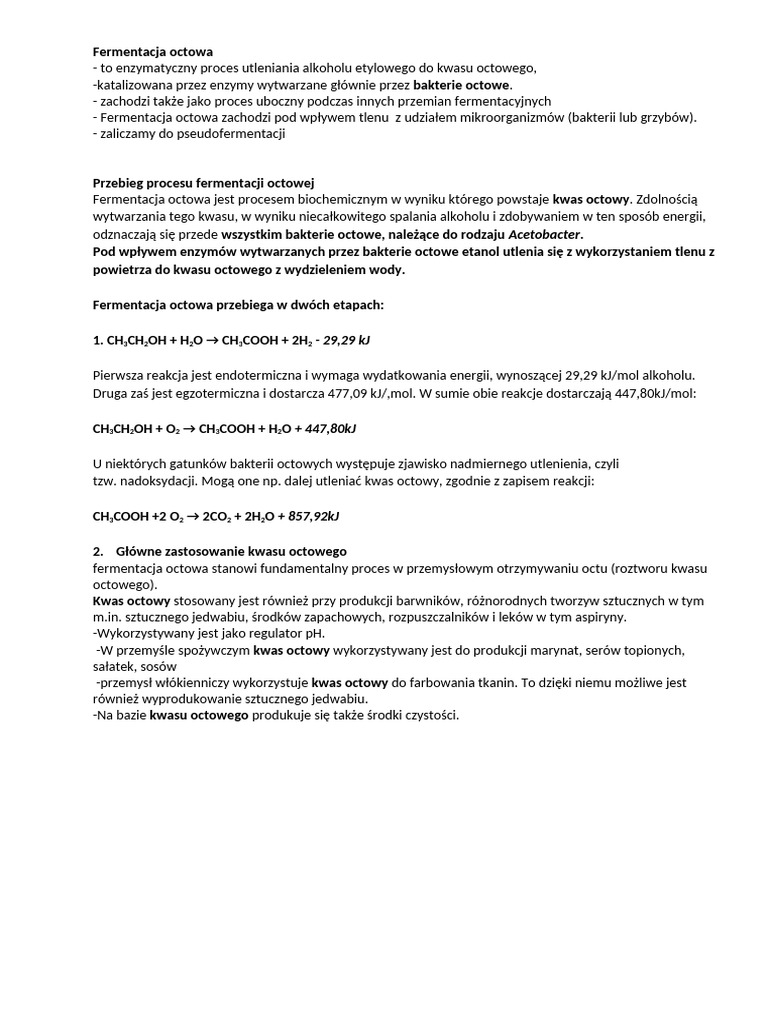 Fermentacja Octowa | PDF