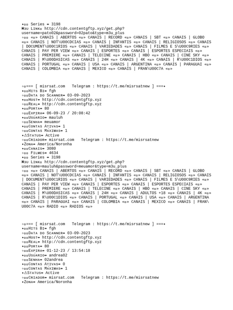 Codes Xtream IPTV - 2023 VIP Premium Date 9-2023 Group - 6 | PDF