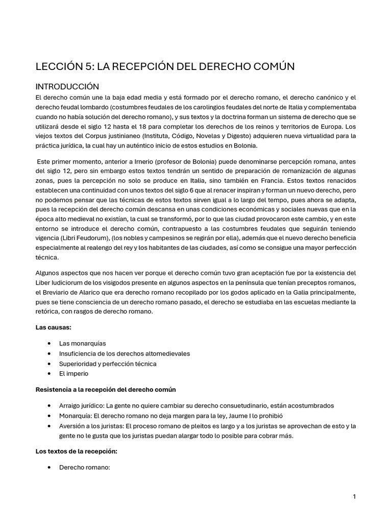 Recepción del Derecho Común en Europa | PDF | Derecho Canónico | Ley romana